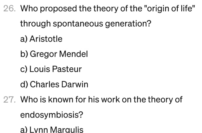 Solved biology: Who proposed the theory of the "origin of | Chegg.com