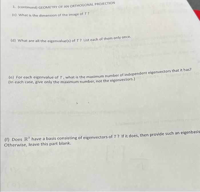 Solved 1. GEOMETRY OF AN ORTHOGONAL PROJECTION Consider the | Chegg.com