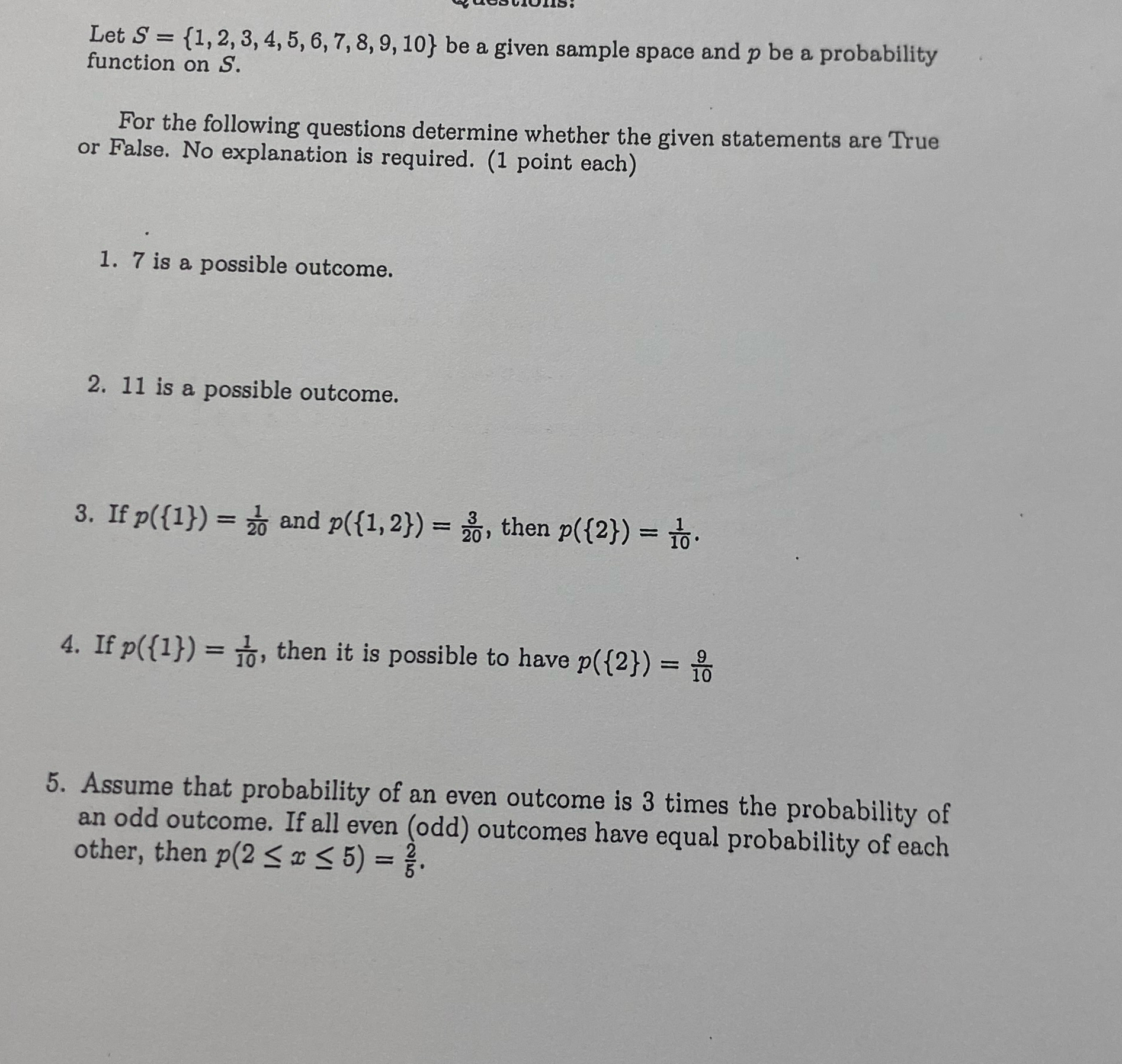 Solved Let S={1,2,3,4,5,6,7,8,9,10} ﻿be a given sample space | Chegg.com