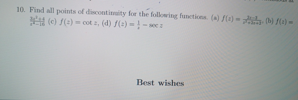 Solved Find all points of discontinuity for the following | Chegg.com