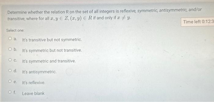 Solved Determine whether the relation R on the set of all | Chegg.com