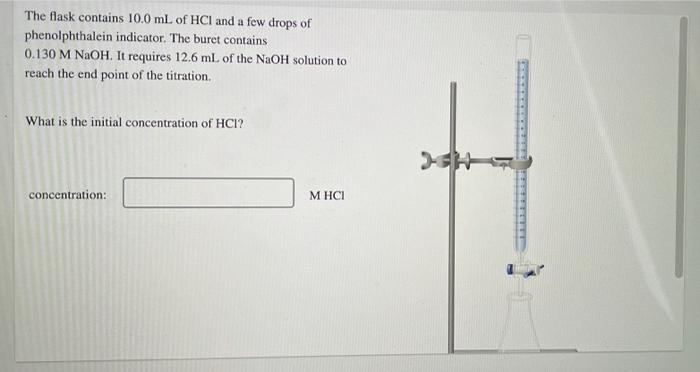 Solved The flask contains 10.0 mL of HCl and a few drops of | Chegg.com