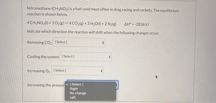 Solved Nitromethane (CH3NO2) is a fuel used most often in | Chegg.com