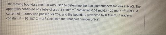 Solved The moving boundary method was used to determine the | Chegg.com