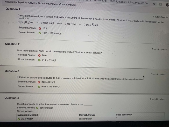 Solved Results Displayed All Answers, Submitted Answers, | Chegg.com
