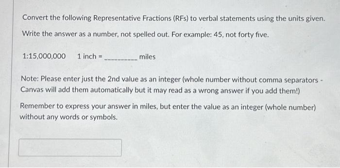 Solved Convert the following Representative Fractions (RFs) | Chegg.com