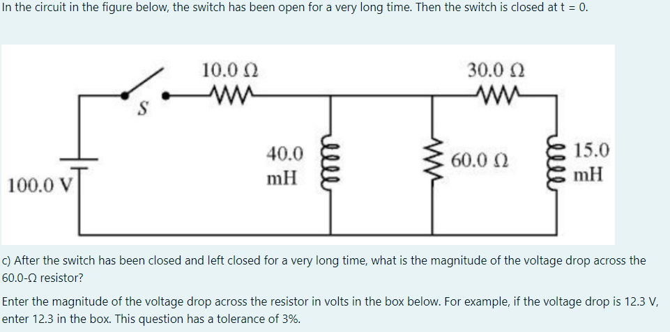 Solved In the circuit in the figure below, the switch has | Chegg.com