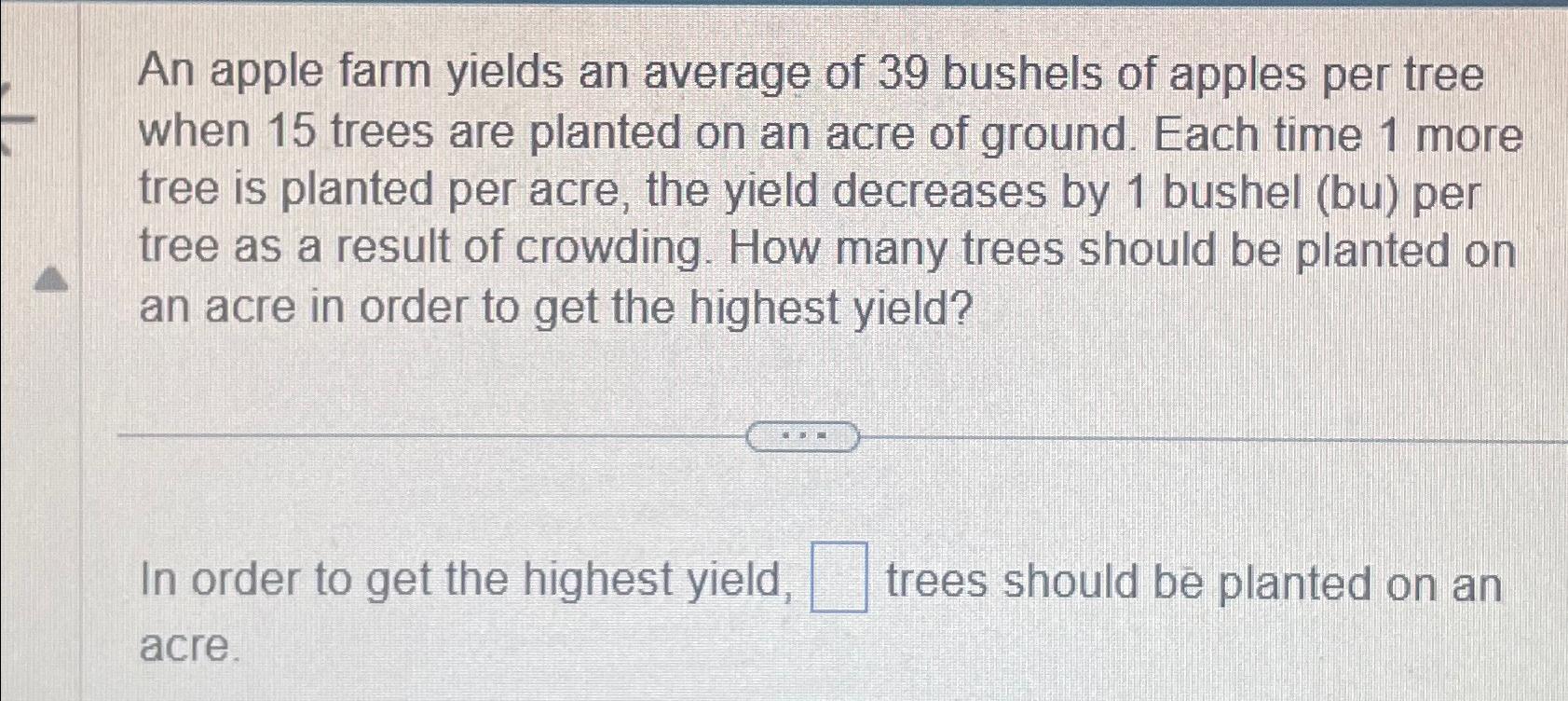 Solved An apple farm yields an average of 39 ﻿bushels of | Chegg.com