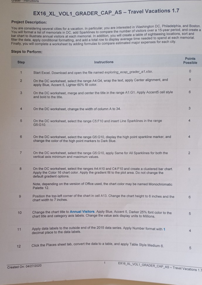 Grador - Instructions EX16_XL_VOL1_GRADER_CAP_AS – | Chegg.com