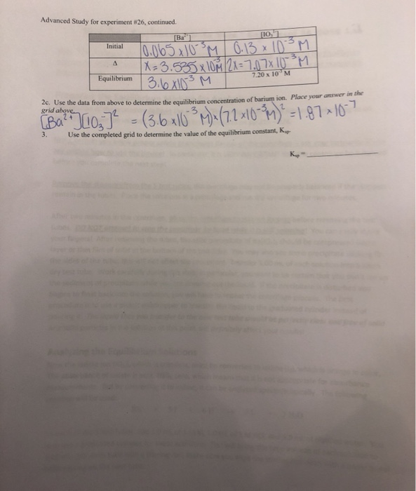 Solved Δ Advanced Study for experiment #26, continued. [Ba | Chegg.com