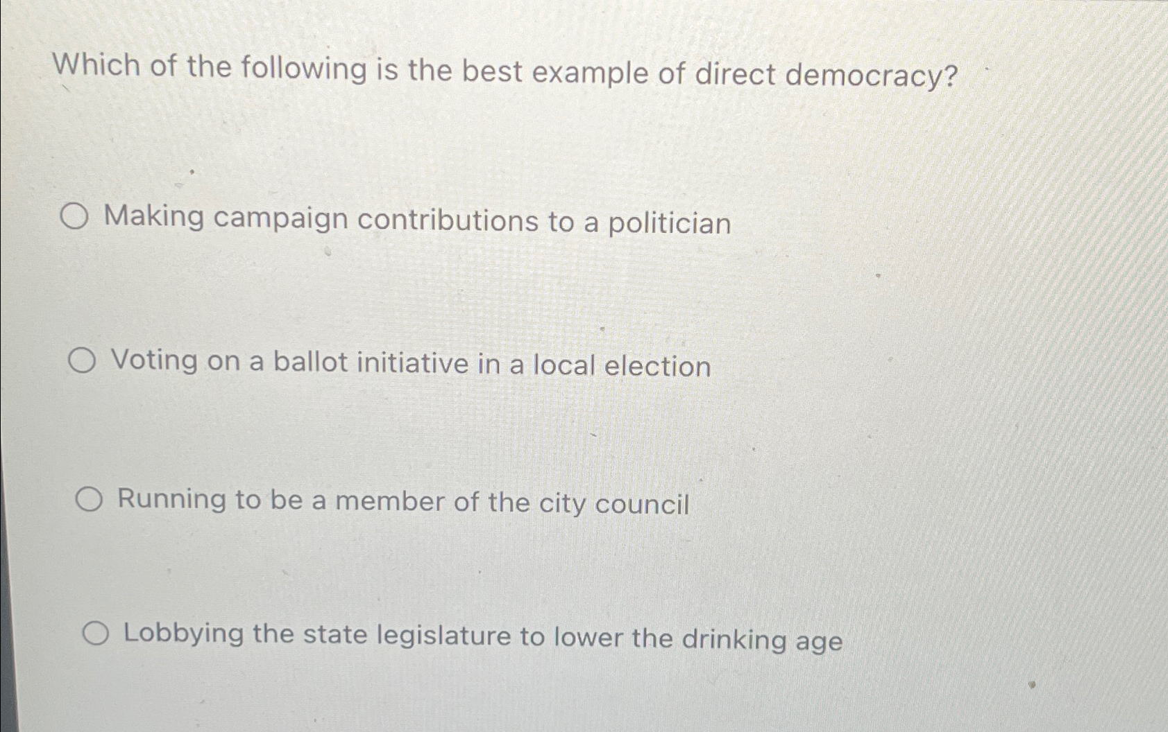 Solved Which of the following is the best example of direct | Chegg.com