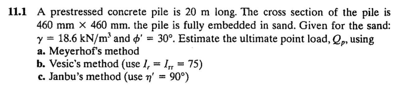 Solved by an EXPERT 11.1 ﻿A prestressed concrete pile is 20 ﻿m long. The | Chegg.com