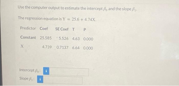 Solved Use the computer output to estimate the intercept po | Chegg.com