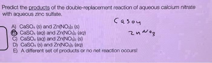 Predict the products of the double-replacement | Chegg.com