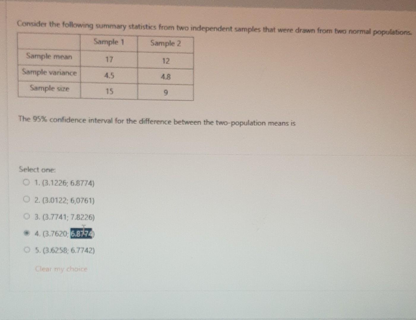 Solved Consider the following summary statistics from two | Chegg.com
