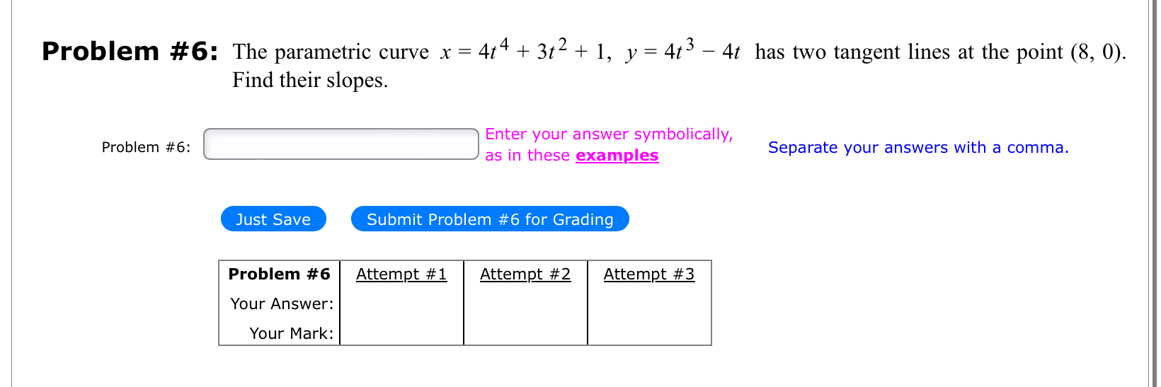 Solved Problem # 6: The parametric curve | Chegg.com