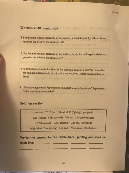 Solved Worksheet 40 2 Test Tor Ole Sample 3) UN 102tow | Chegg.com