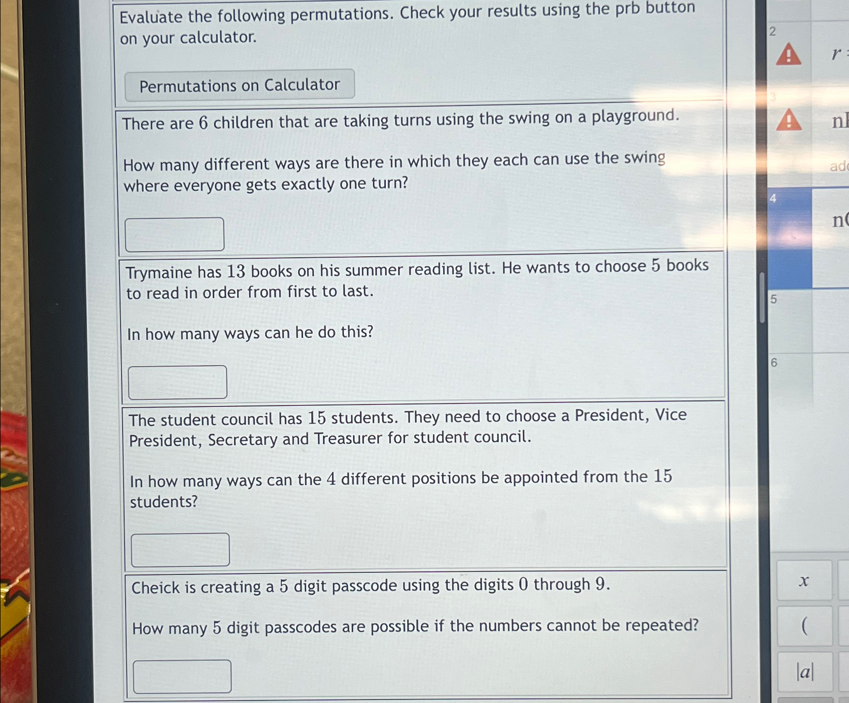 Solved Evaluate the following permutations. Check your | Chegg.com