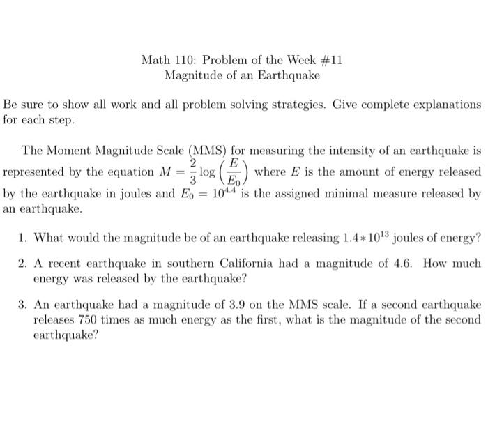 Math 110: Problem of the Week \#11 Magnitude of an | Chegg.com