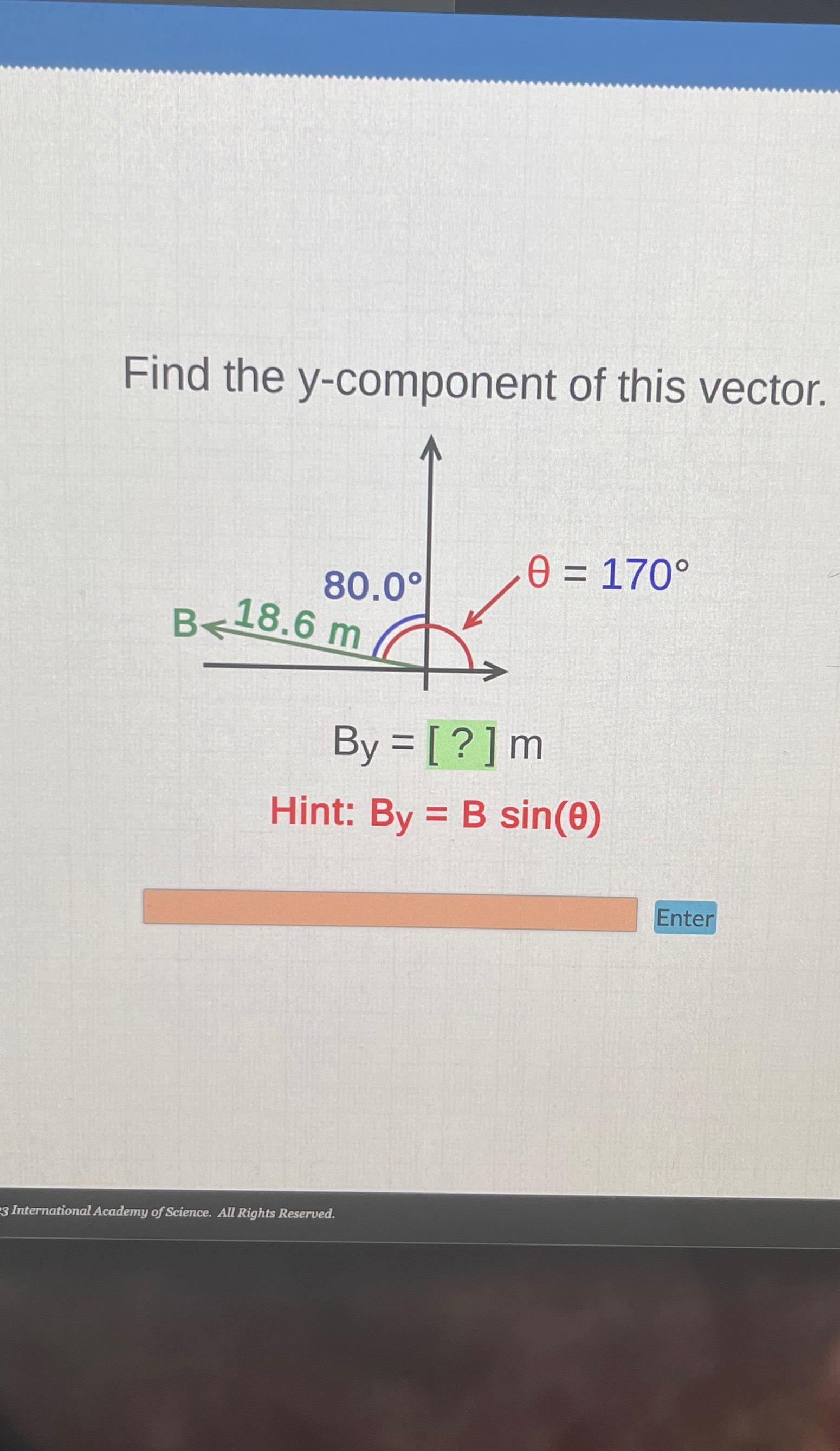 Solved Find the y-component of this vector.By=m ﻿Hint: | Chegg.com