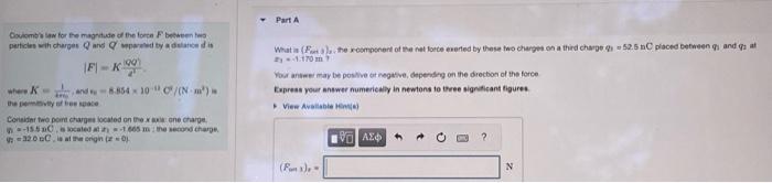 Solved Coulombie law for the magritude of the foren F | Chegg.com