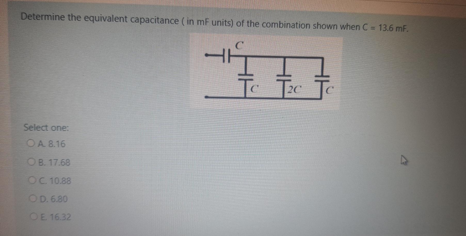 Solved Determine the equivalent capacitance (in mF units) of | Chegg.com