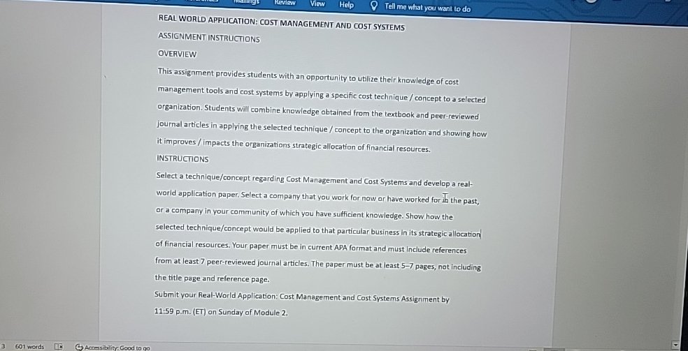 Solved REAL WORLD APPLICATION: COST MANAGEMENT AND COST | Chegg.com