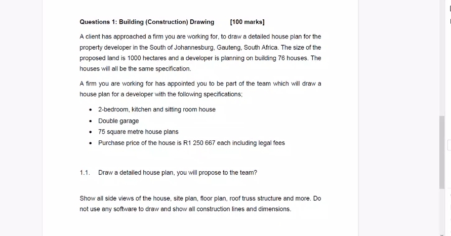 Solved Questions 1: Building (Construction) ﻿Drawing [100 | Chegg.com