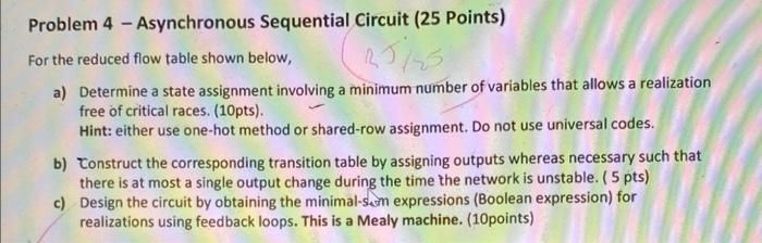 Solved Problem 4 - Asynchronous Sequential Circuit (25 | Chegg.com