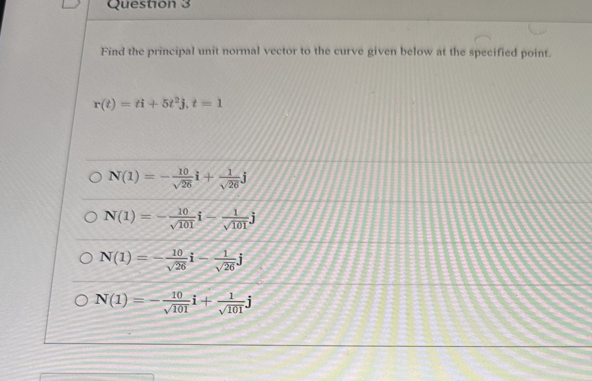 Solved Find the principal unit normal vector to the curve | Chegg.com