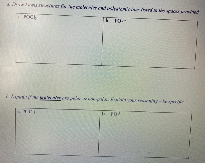 Solved a. Draw Lewis structures for the molecules and | Chegg.com