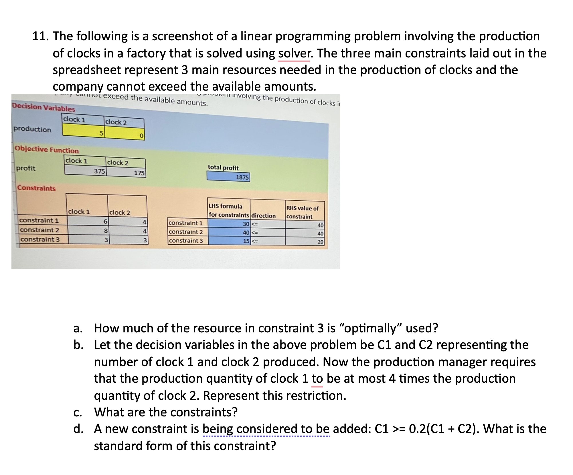 Solved a. ﻿How much of the resource in constraint 3 ﻿is | Chegg.com