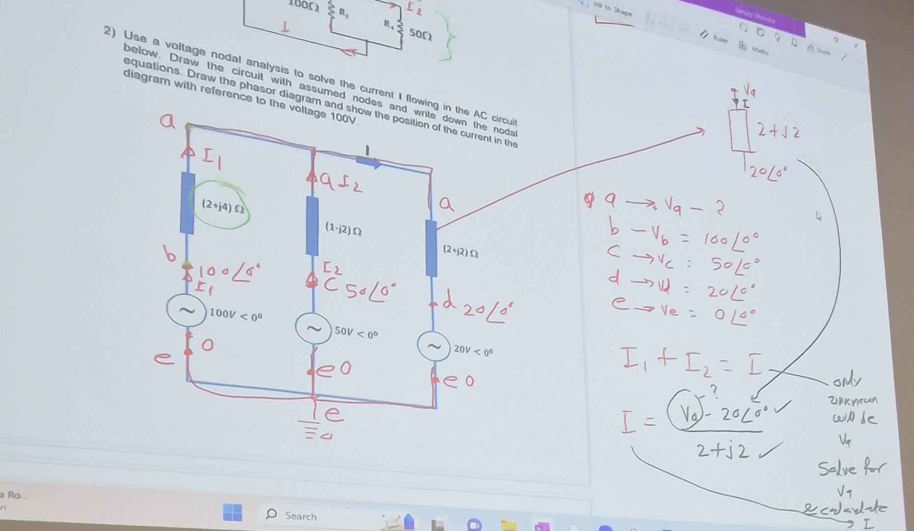 Solved Use a voltage nodal analysis to solve the current I | Chegg.com
