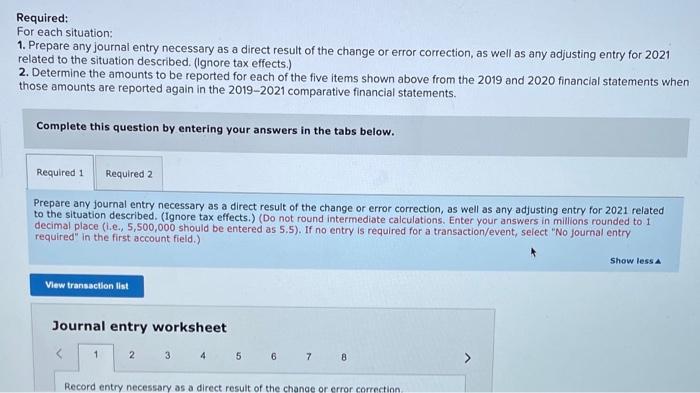 Solved Problem 20-14 (Algo) Errors; change in estimate; | Chegg.com