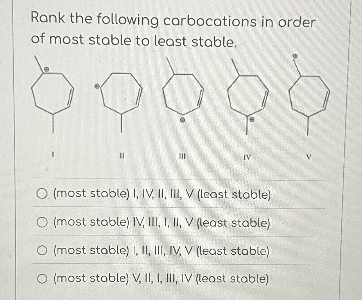 Solved by an EXPERT Rank the following carbocations in order of most | Chegg.com