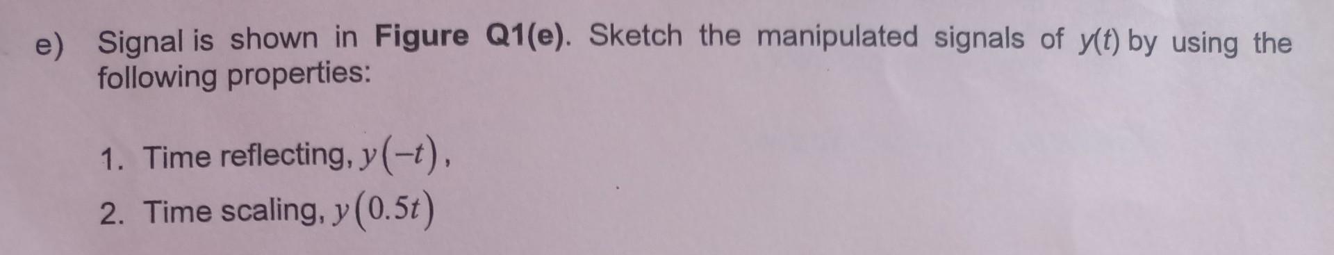 Solved e) Signal is shown in Figure Q1(e). Sketch the | Chegg.com