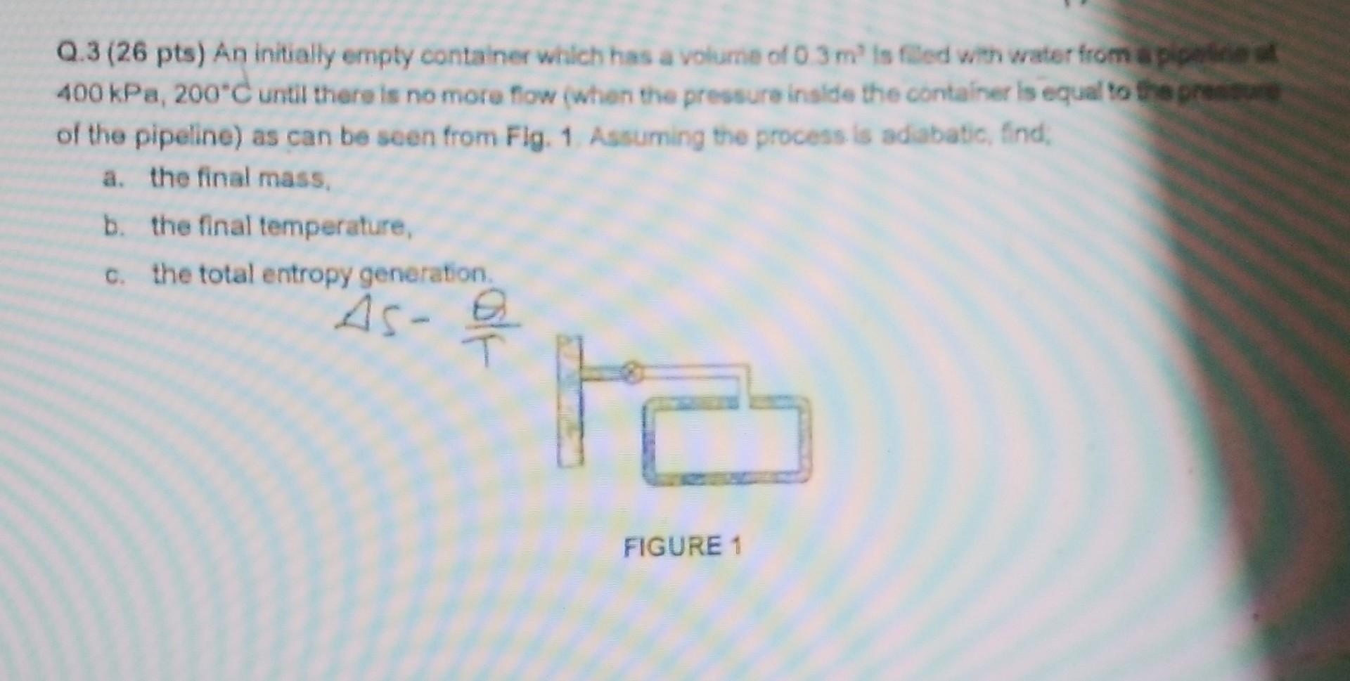Solved Q. 3 (26 pts) An initially empty container which has | Chegg.com