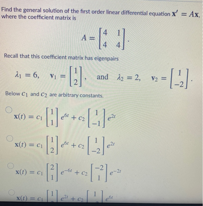 Solved Find the general solution of the first order linear | Chegg.com