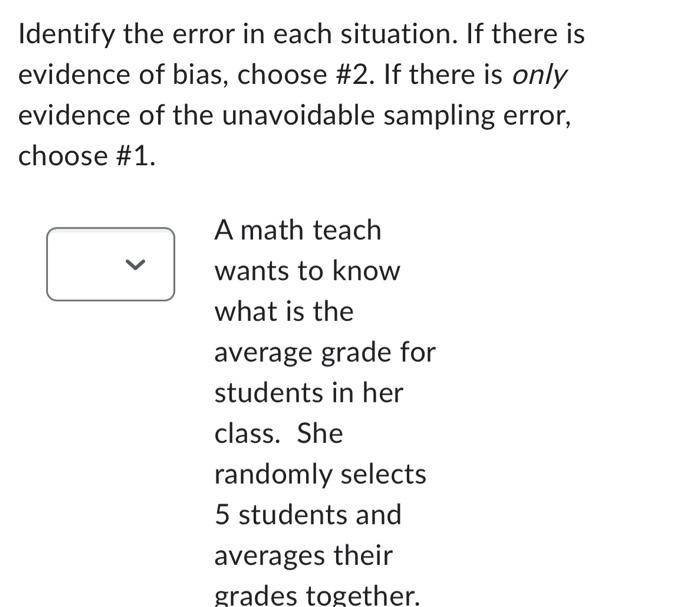 Solved Identify the error in each situation. If there is | Chegg.com