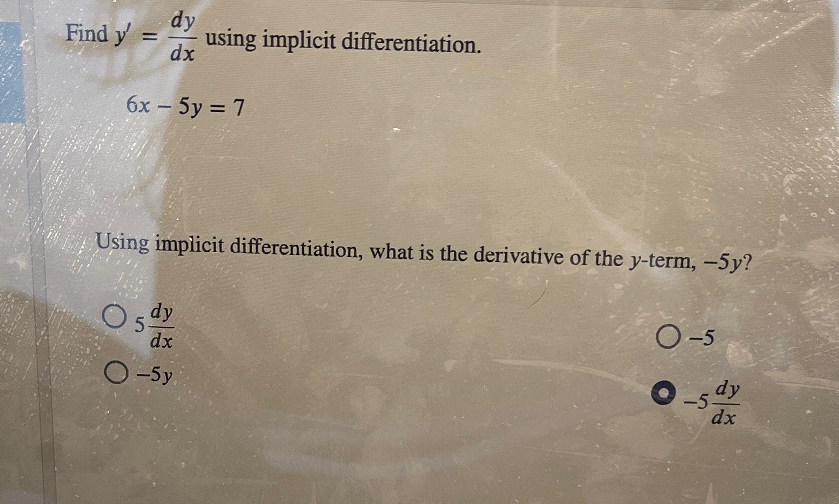 Solved Find y'=dydx ﻿using implicit | Chegg.com