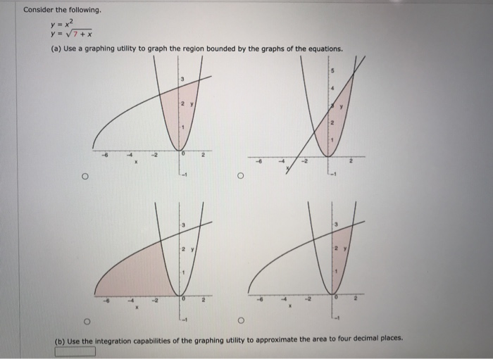 Solved Consider the following y=x² y = 7+ x (a) Use a | Chegg.com