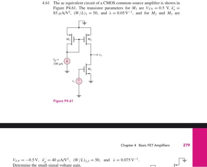 Solved 4 61 The Ac Equivalent Circuit Of A Cmos