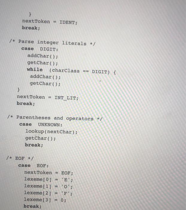 Convert the code implementing lexical analyzer (which | Chegg.com