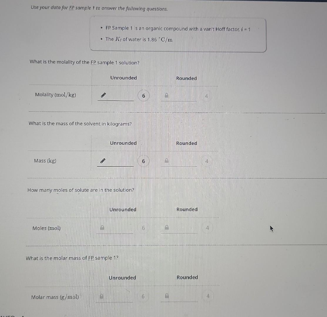 Solved Table 28.2: Freezing Point of a Solution of an | Chegg.com