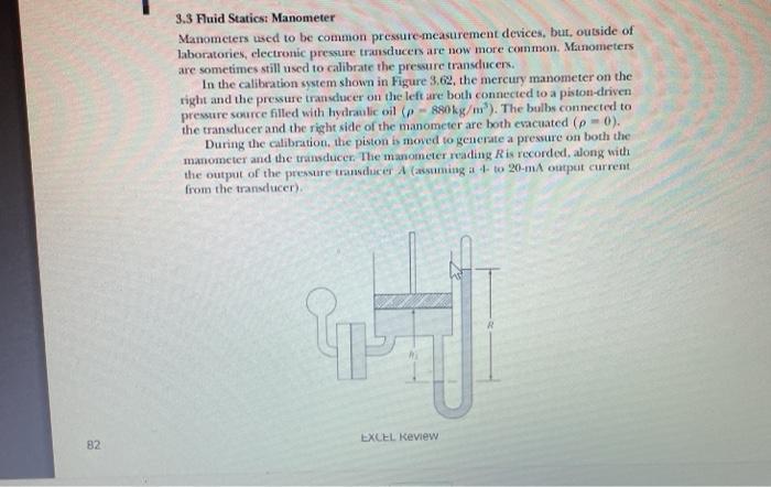 Solved 3.3 Fluid Statics: Manometer Manometers used to be | Chegg.com
