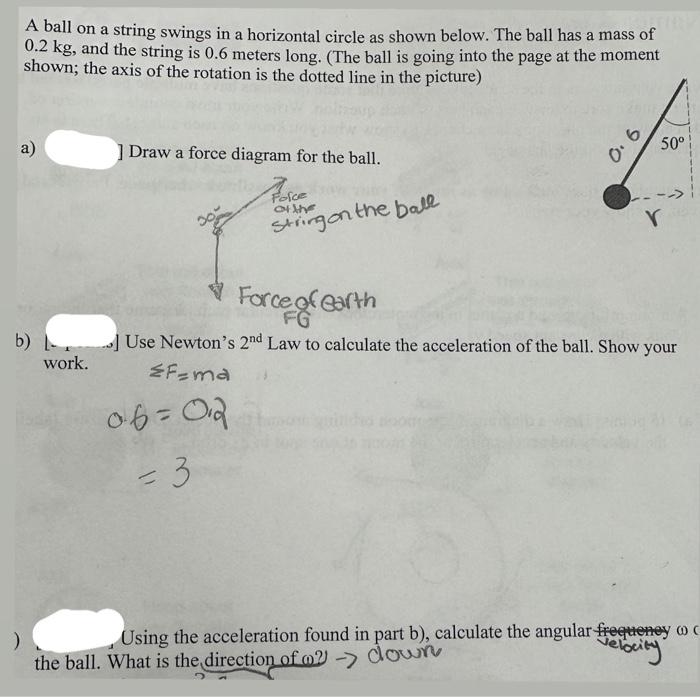 Solved A ball on a string swings in a horizontal circle as | Chegg.com