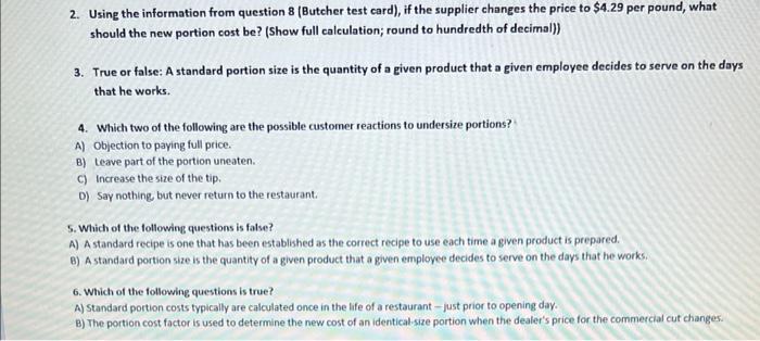 Solved 2. Using the information from question 8 (Butcher | Chegg.com