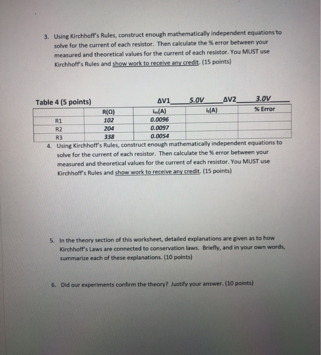 Solved Analysis of Kirchhoff's Rules Lab Name Group#_ | Chegg.com