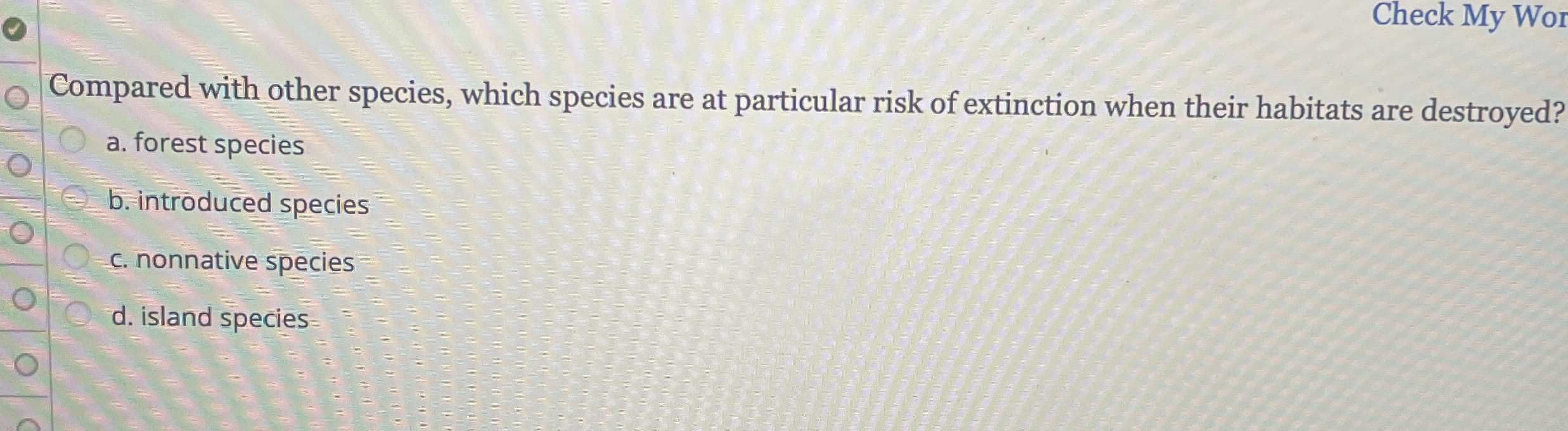 Solved Compared with other species, which species are at | Chegg.com
