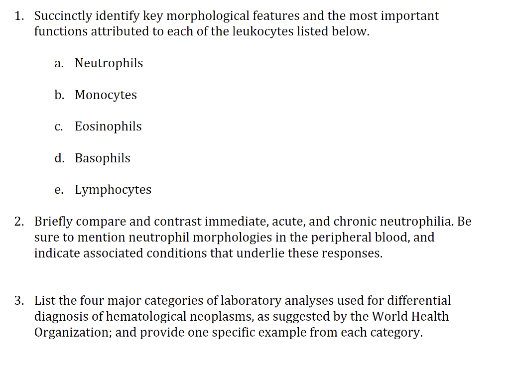 Solved -Succinctly identify key morphological features and | Chegg.com
